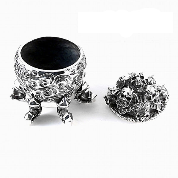 Biker Skull Stash Box Limited Edition 10 Ounce Solid Sterling Silver ...