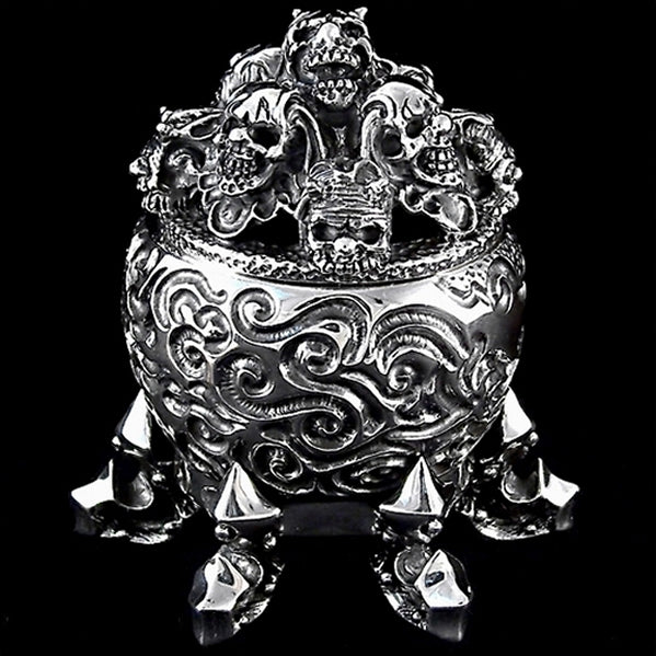 Biker Skull Stash Box Limited Edition 10 Ounce Solid Sterling Silver ...
