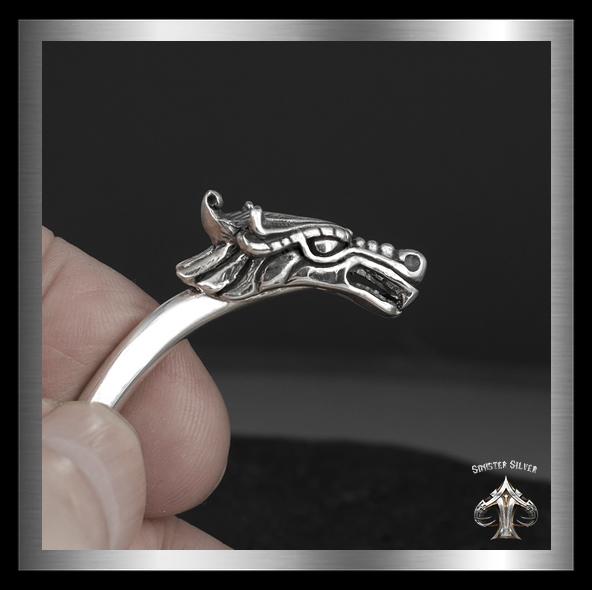 Sterling Silver Biker Bracelet Viking Dragon Torc Cuff Armlet – Biker ...